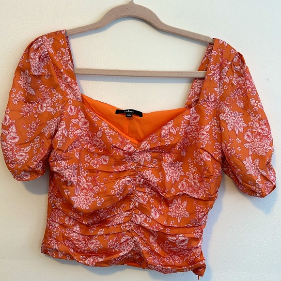 Lulus | Tops | Lulus Pink And Orange Floral Crop Top | Poshmark